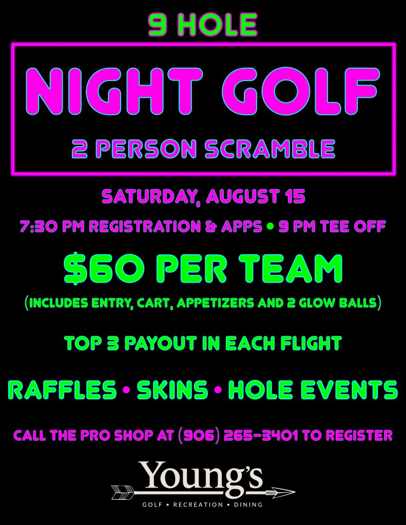 Night Golf 2 Person Scramble (9 Holes) - Young's Golf, Recreation & Dining